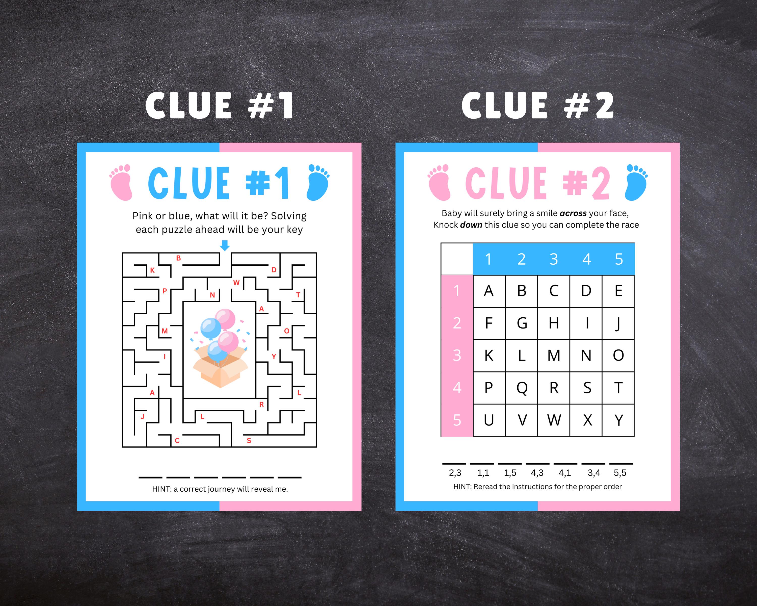 Gender Reveal Scavenger Hunt | Gender Reveal Clue Hunt | Gender Reveal ...
