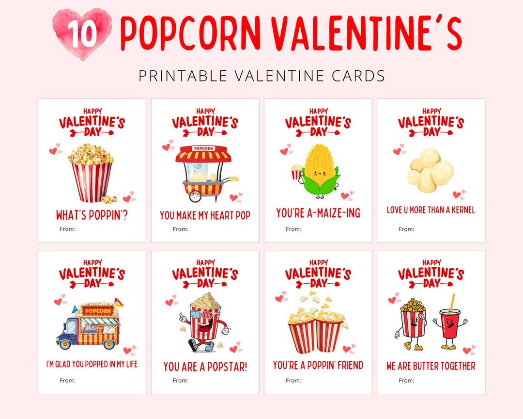 Popcorn Valentines | Pun Valentine Cards | Funny Valentines Kids | Kids ...