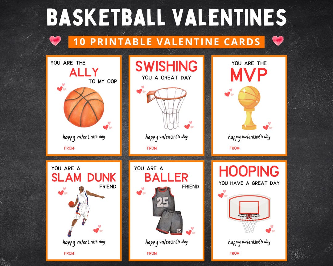 Basketball Valentine Cards | Basketball Valentines | Printable ...