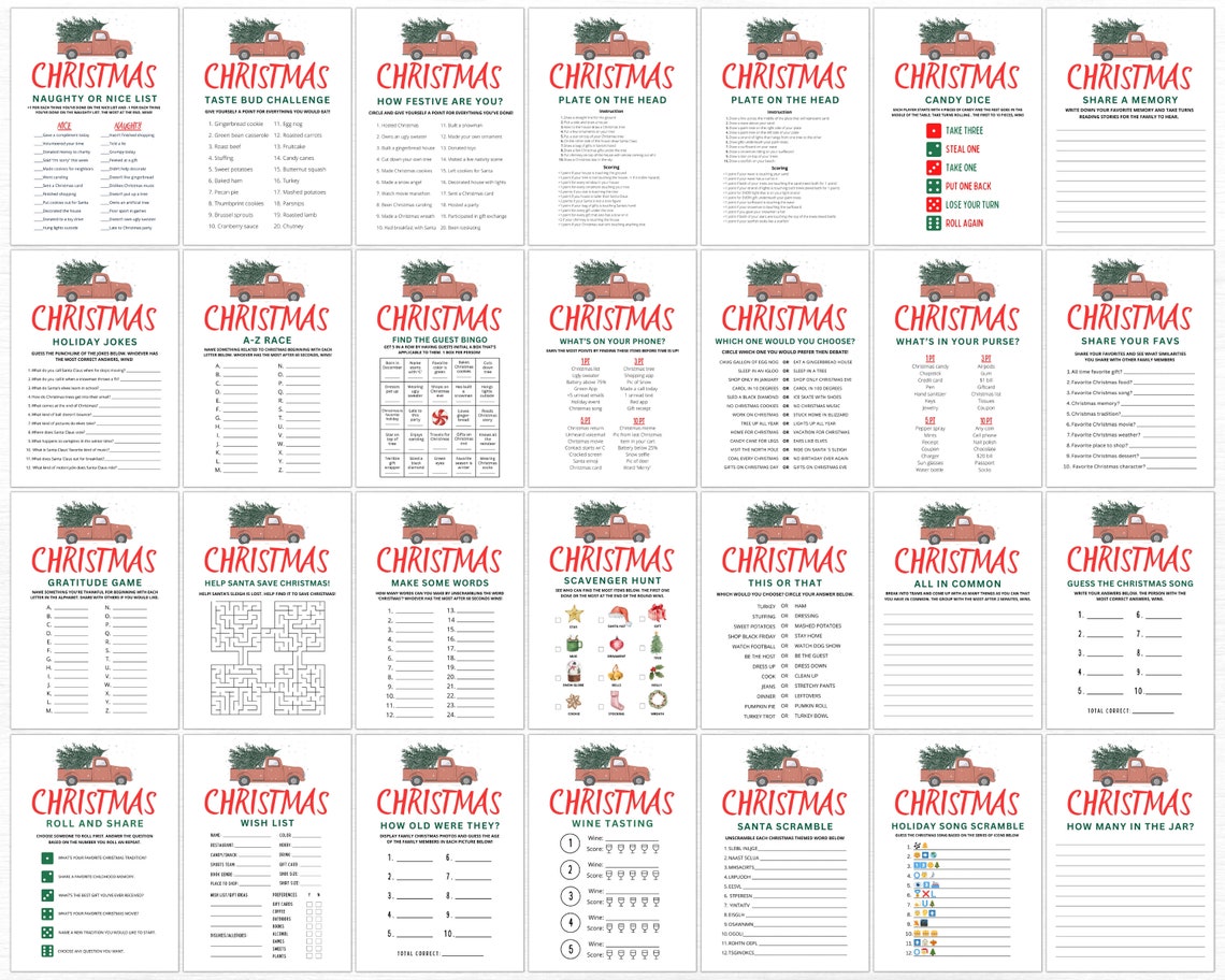 Christmas Games Bundle | 50 Party Games, Family Fun (instant Download ...