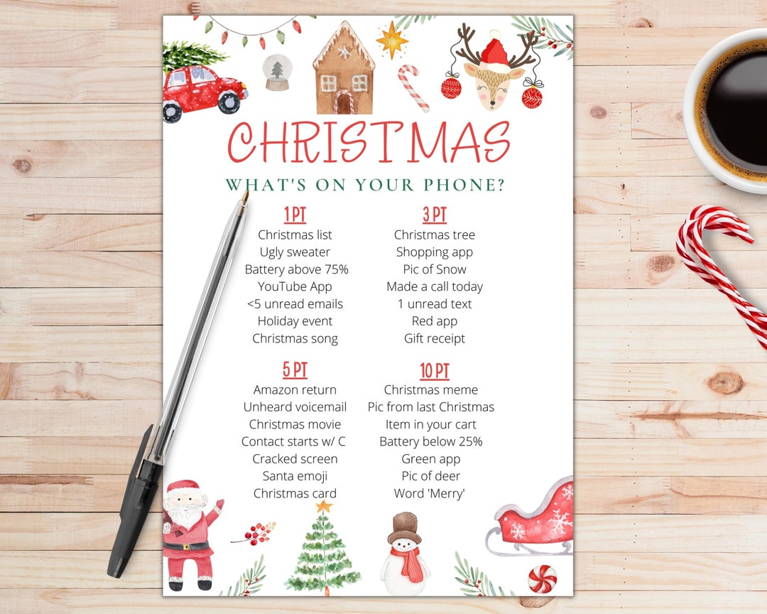 What's on Your Phone Christmas Christmas Party Games - Etsy