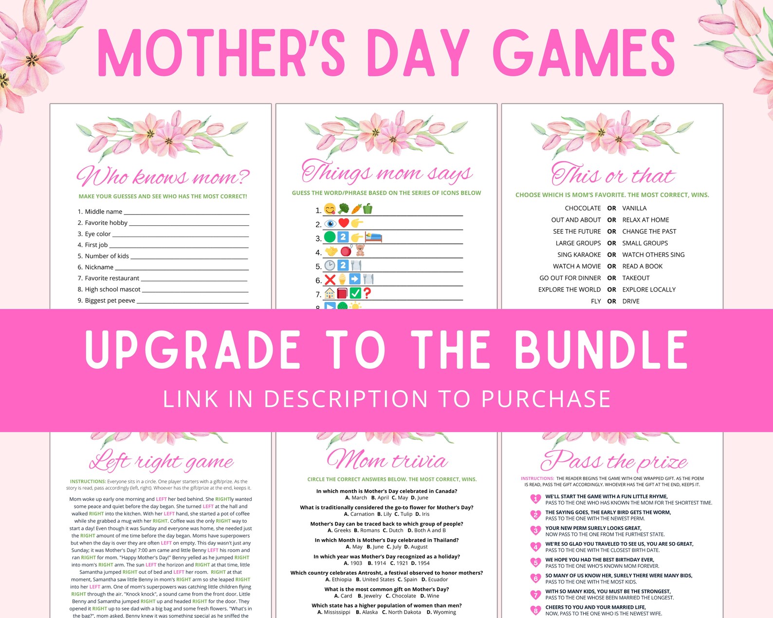 Things Mom Says Funny Mother's Day Game Mothers Day Games Games for Mom ...