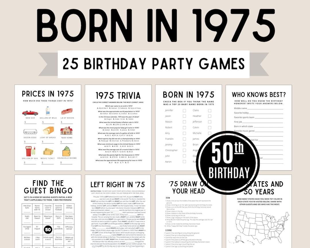50th Birthday Games | Born in 1975 Games | Born in 1975 Birthday Games ...