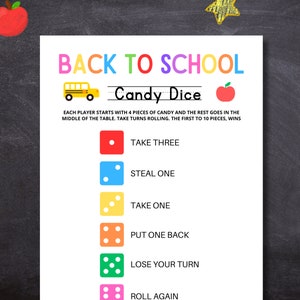 Candy Dice | Back to School Games |first Day of School Game | School ...