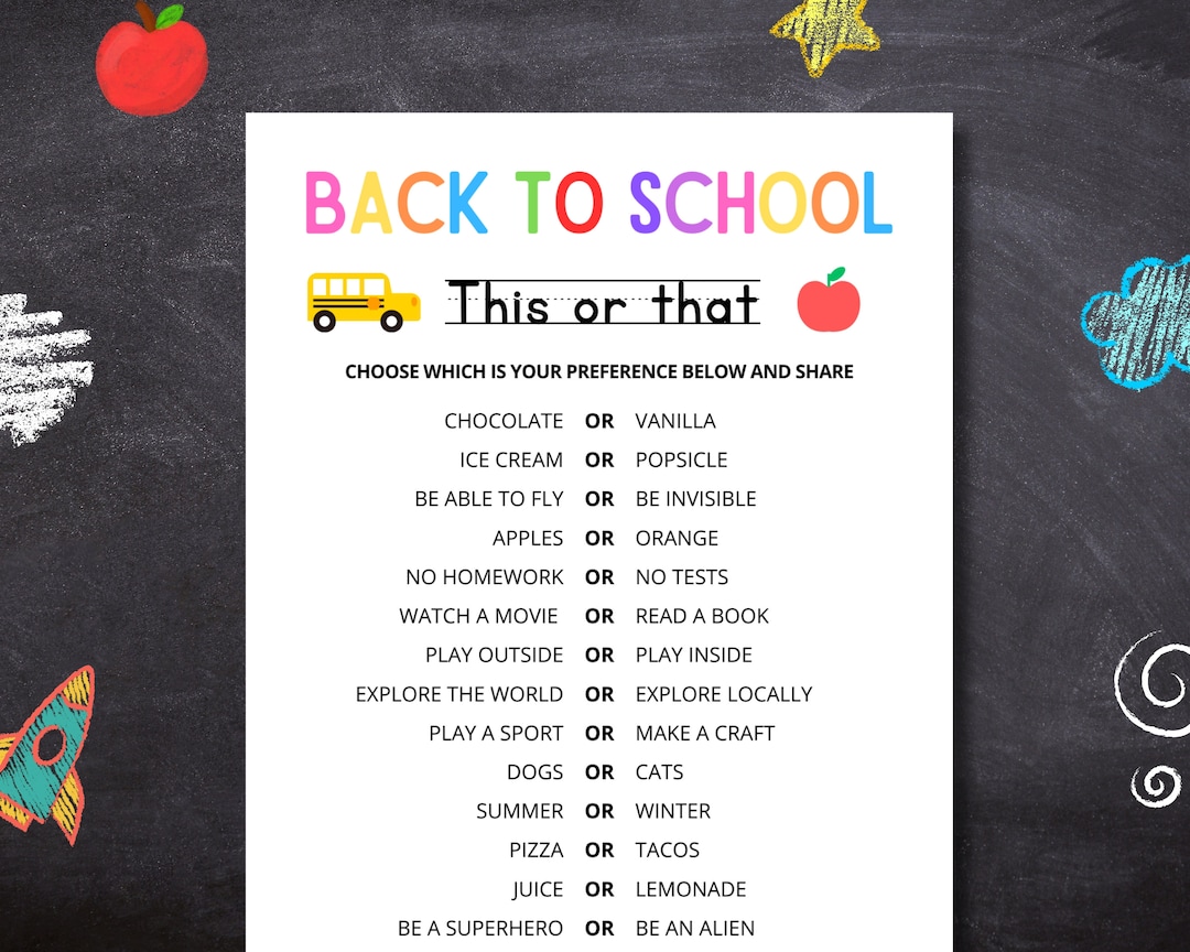Back to School This or That | Back to School Game | First Day of School ...