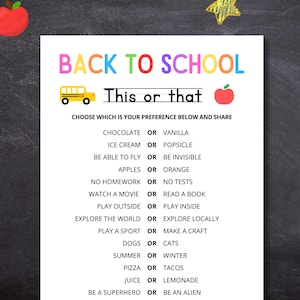 Back to School This or That Game | Classroom Icebreaker (digital ...