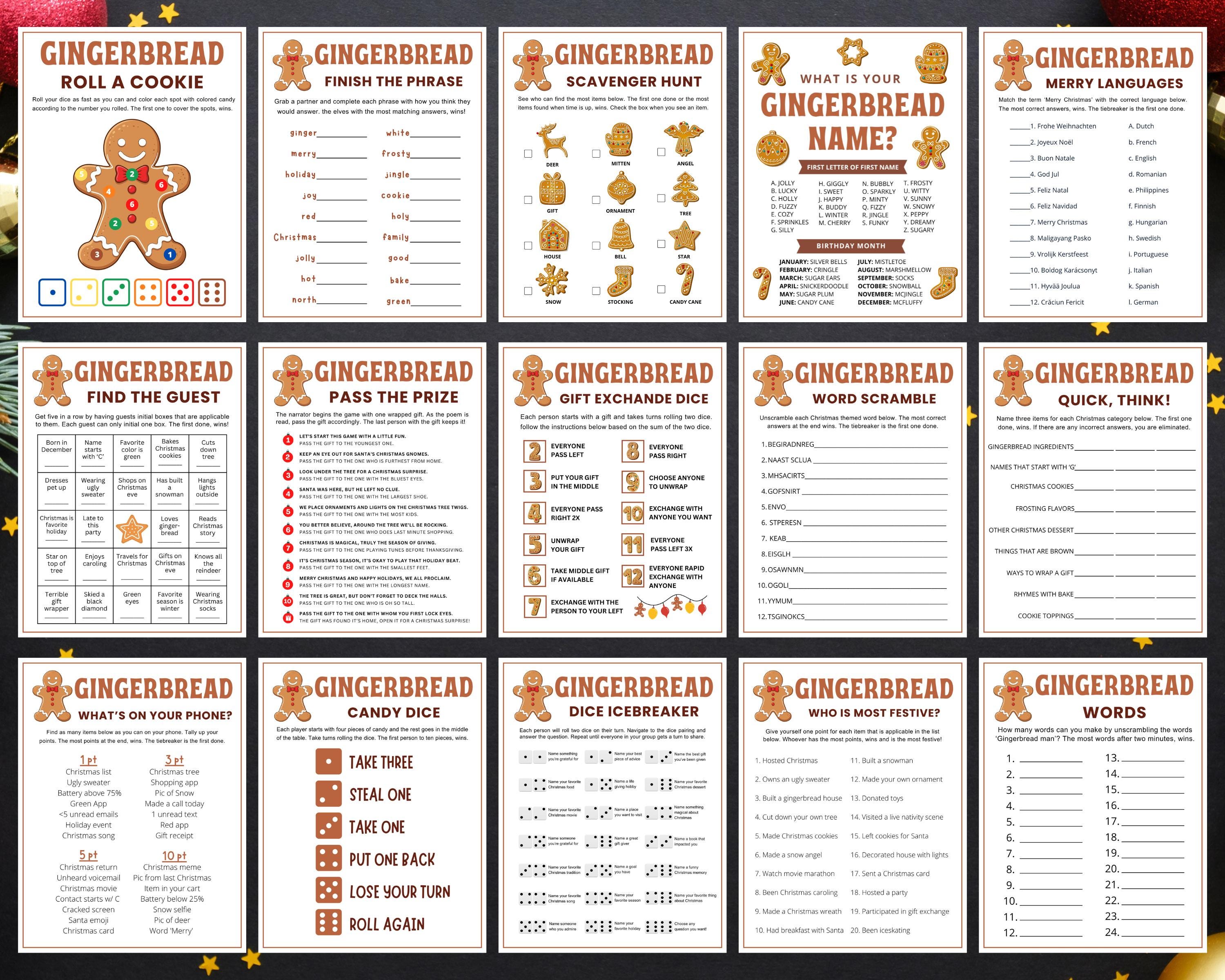 Gingerbread Games: 25 Christmas Party Games (printable) - Etsy