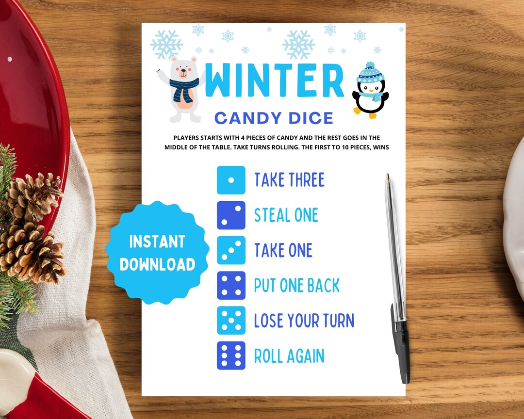 Winter Candy Dice | Winter Activities School | Winter Classroom Game ...