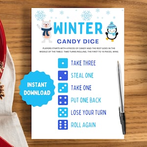 Winter Candy Dice | Winter Activities School | Winter Classroom Game ...