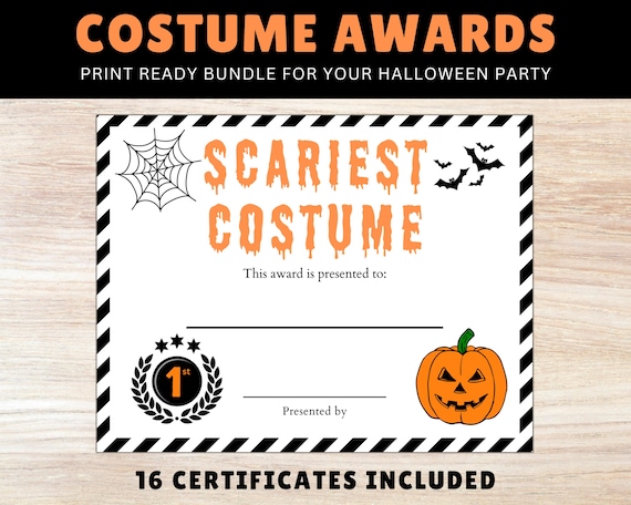 Best Halloween Costume Certificates Printable