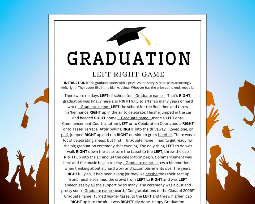 Graduation Left Right Game | Graduation Party Game | Graduation Pass ...