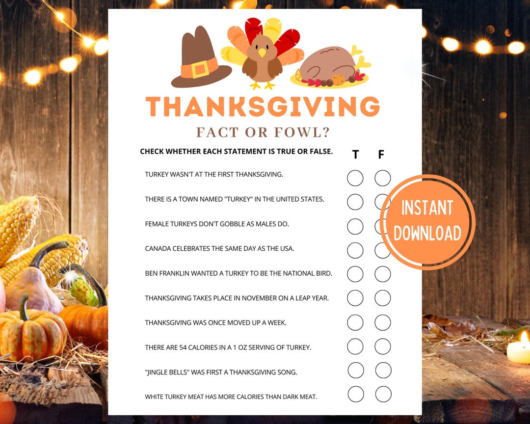 Fact or Fowl | Thanksgiving Games | Thanksgiving Games Families Adults ...