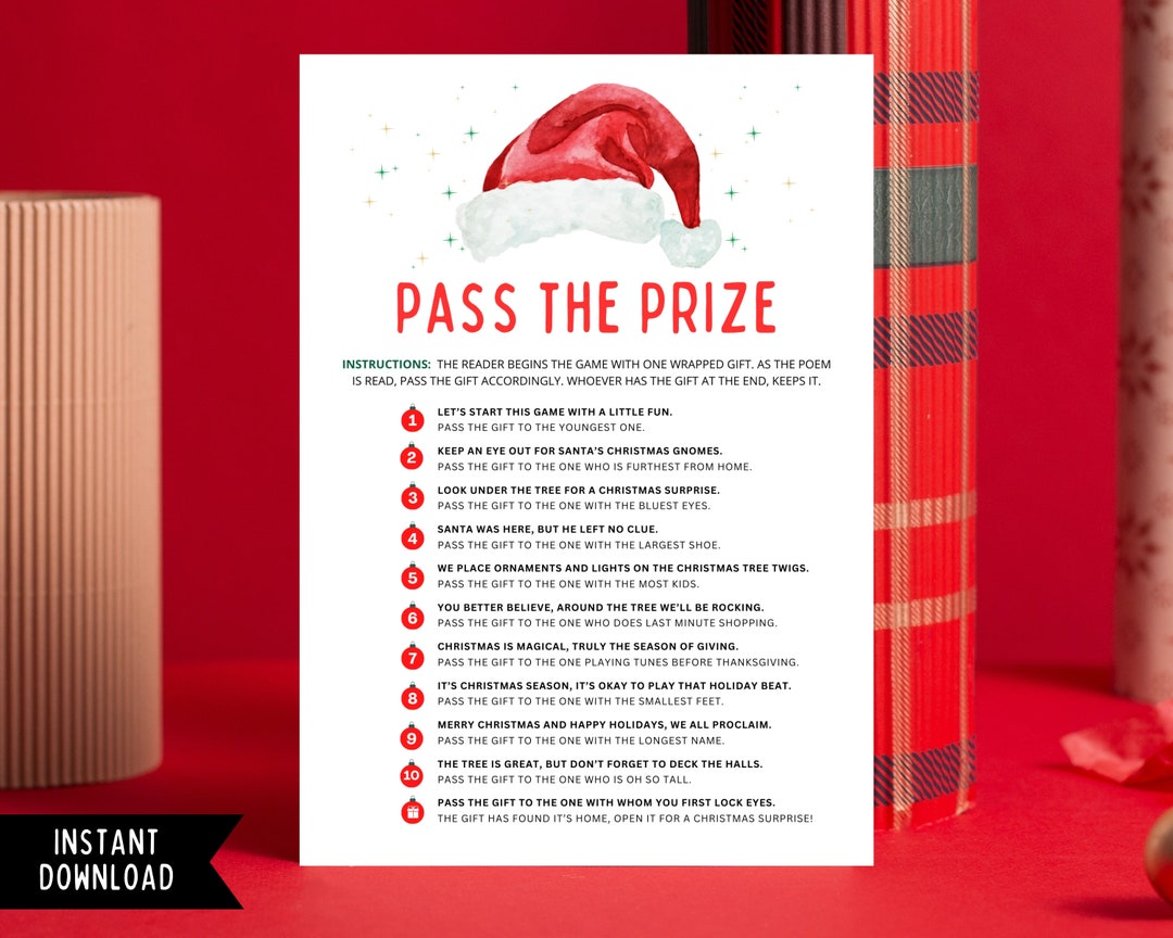 Christmas Pass the Prize | Christmas Game Printable | Games for ...