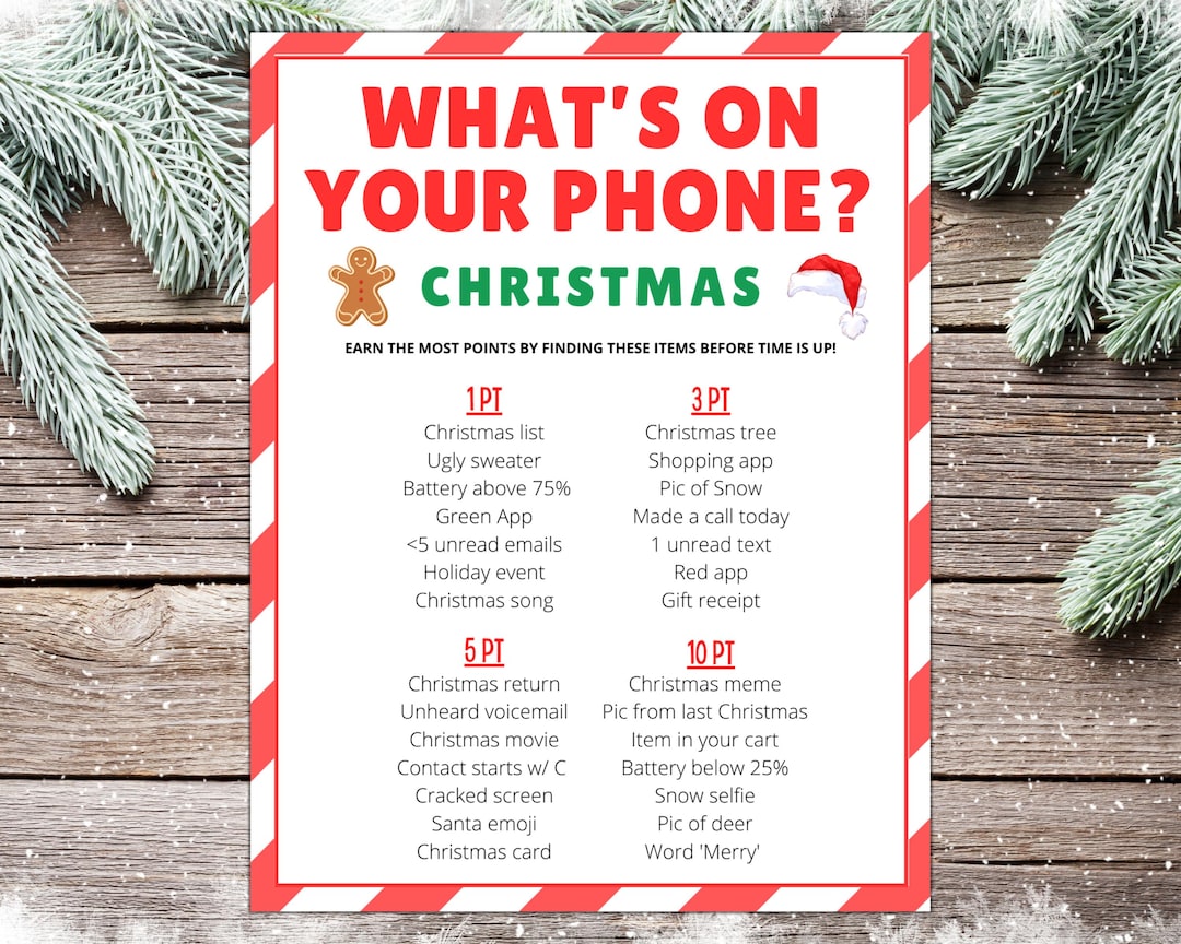 What's on Your Phone? | Christmas Party Game | Printable Christmas Game ...