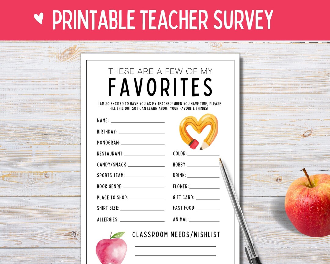 Teacher Favorite Things | Favorites Things List Teachers | Teachers ...