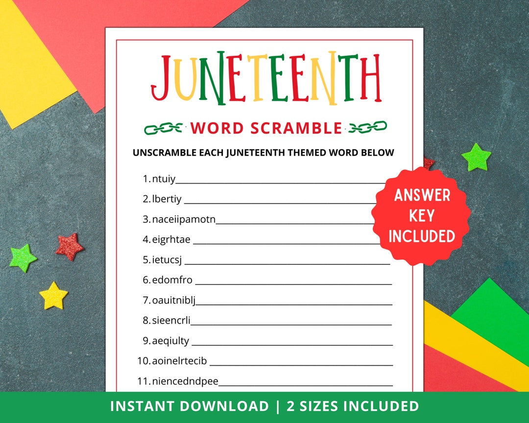 Juneteenth Word Scramble | Juneteenth Game | Juneteenth Game for Adults ...