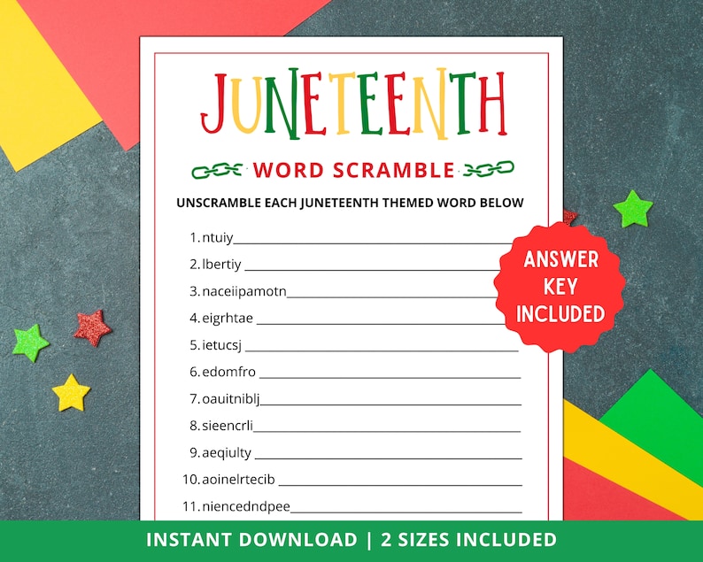 Juneteenth Word Scramble | Juneteenth Game | Juneteenth Game for Adults ...