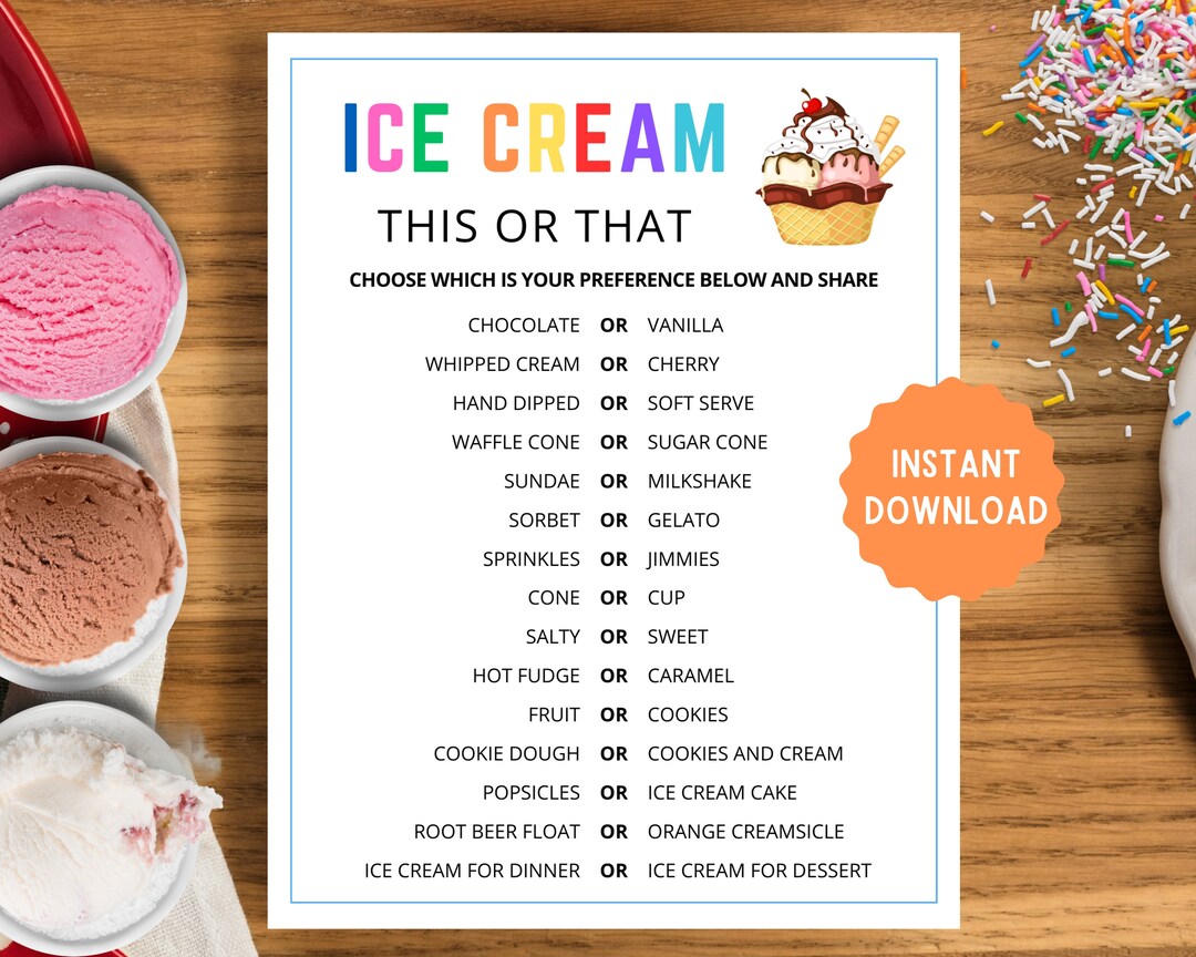 Ice Cream This or That | Ice Cream Party Game | Ice Cream Game | Ice ...