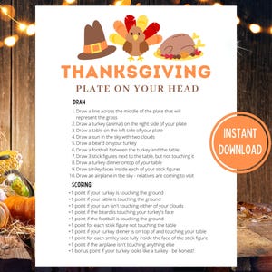 Hilarious Thanksgiving Game | Plate on Head Activity (printable) - Etsy