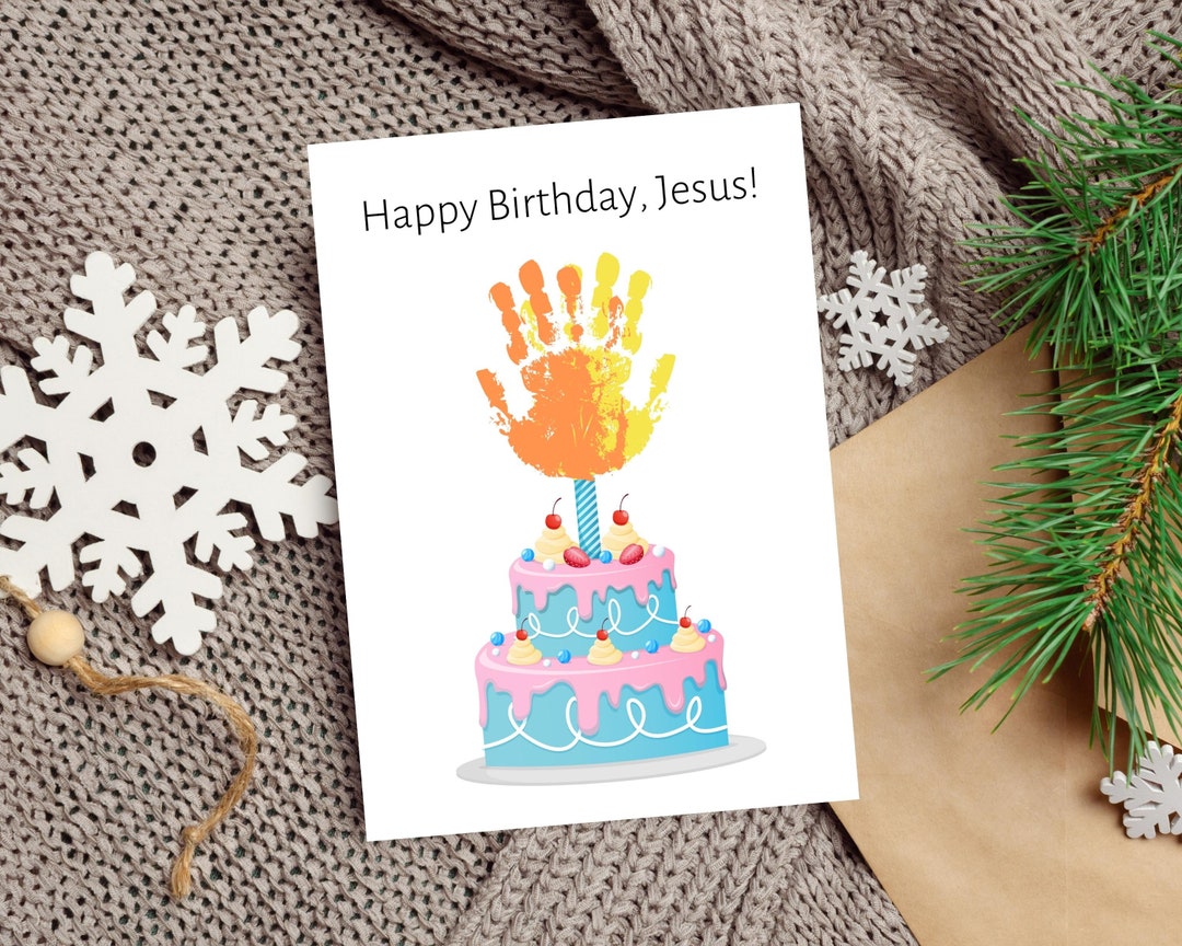 Happy Birthday Jesus Christmas Handprint Craft Baby Jesus - Etsy