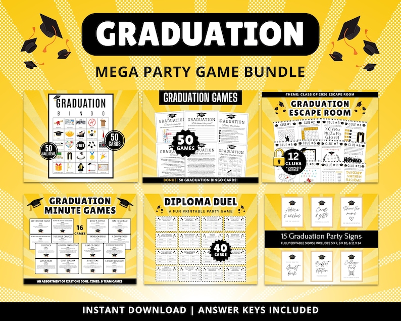 Graduation Bingo Game: 50 Unique Cards (digital Download) - Etsy