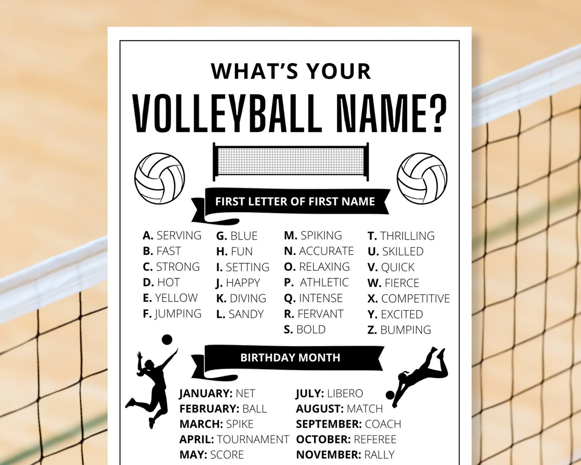 Volleyball Name Game | Team Party Activity (digital Download) - Etsy