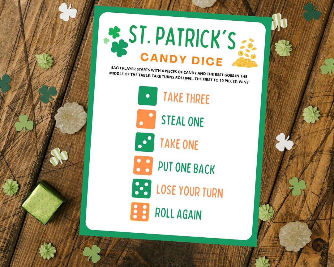 St. Patrick's Candy Dice | St. Patricks Candy Game | St Patrick's Day ...