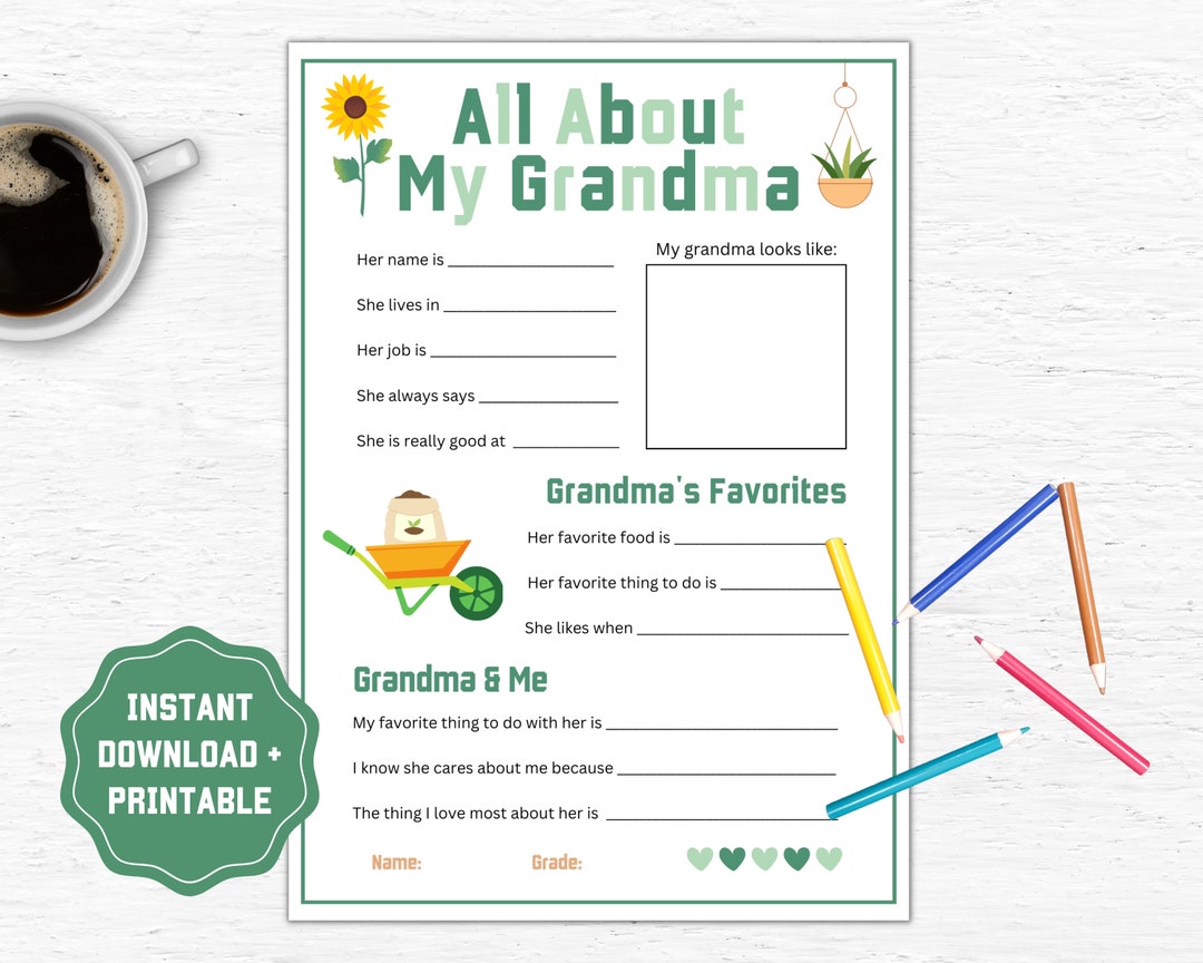 All About My Grandma | Grandparents Day Activity | Grandparents Day ...