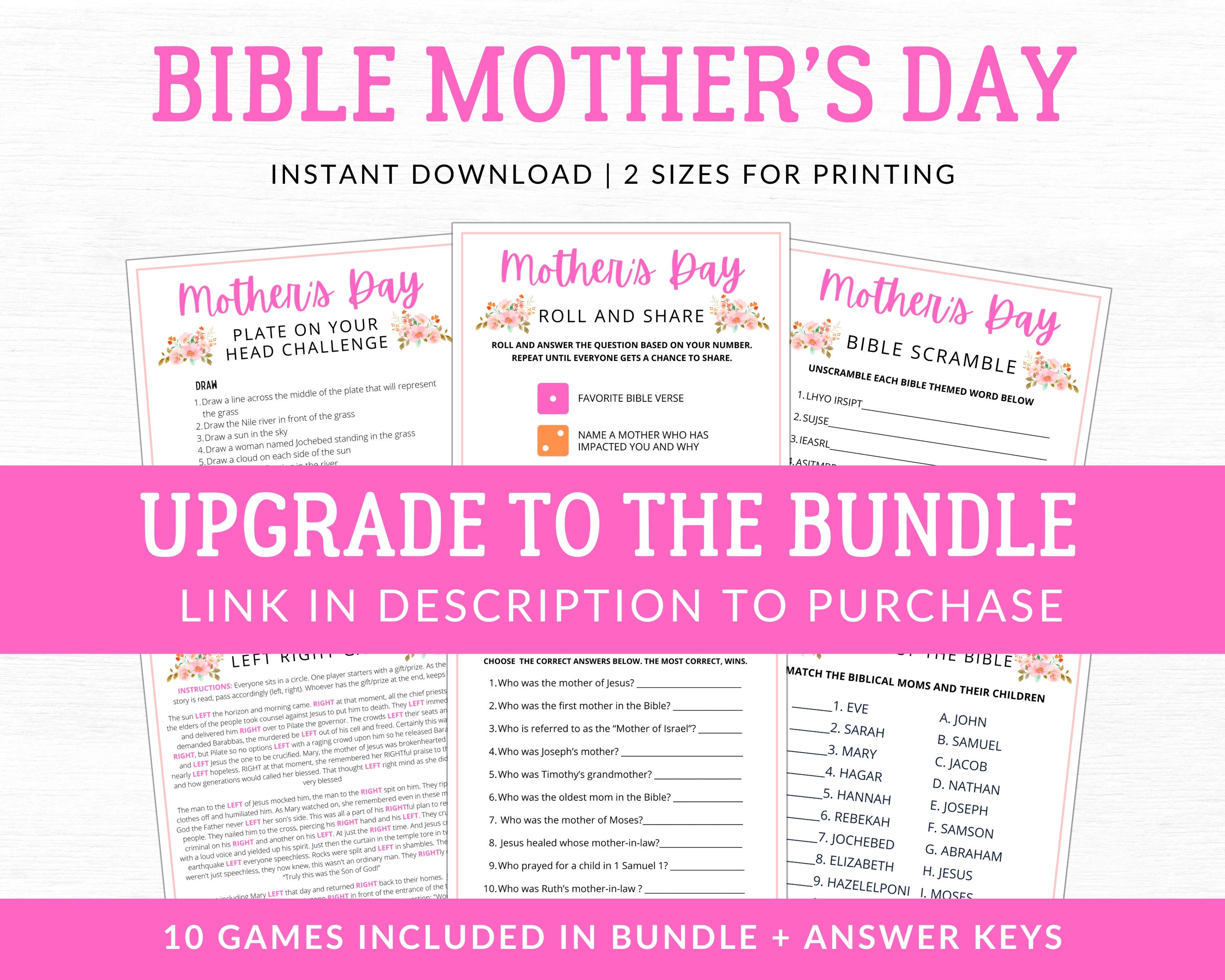 Mother's Day Bible Games | Left Right Mother's Day | Women's Ministry ...