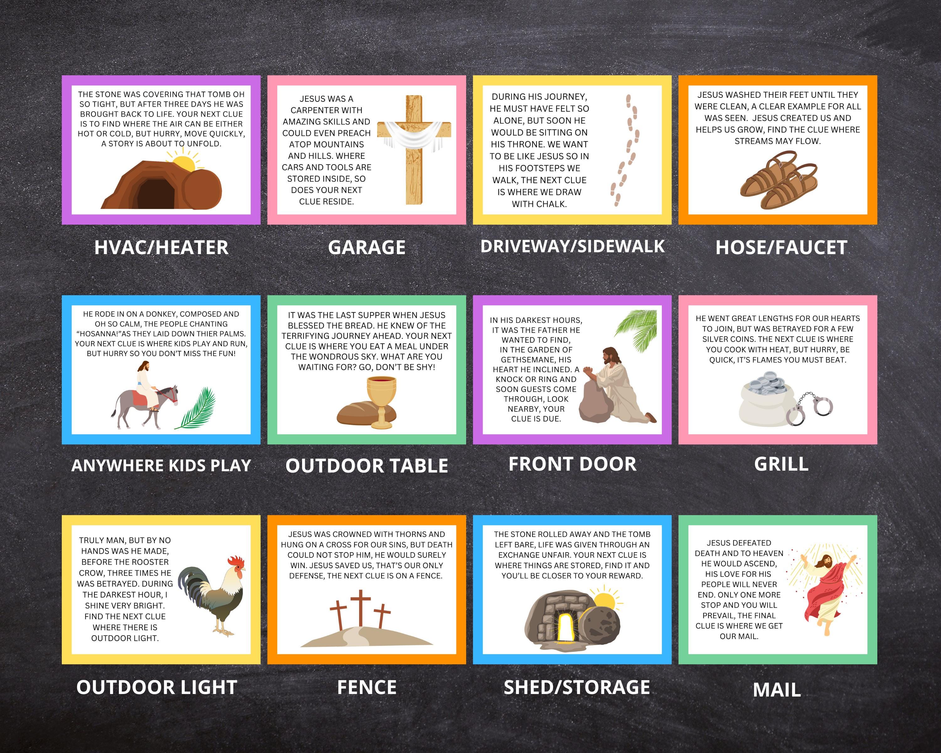 Easter Story Scavenger Hunt: Outdoor Bible Clue Game (digital Download ...