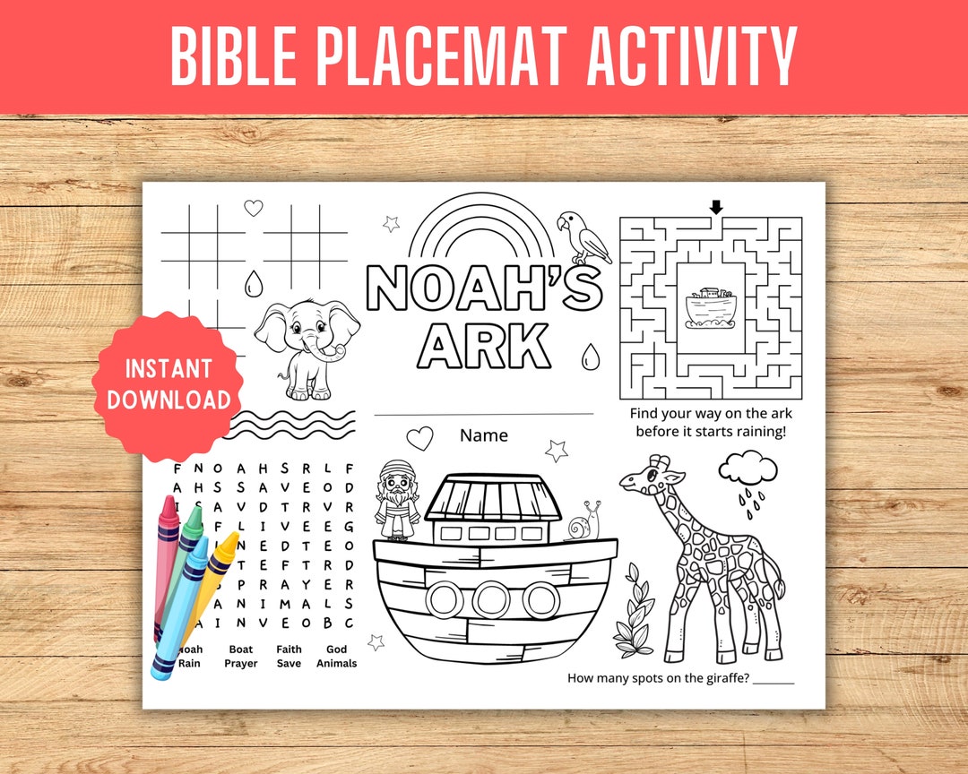 Noah's Ark Craft | Noah's Ark Activity | Bible Placemat | Sunday School ...