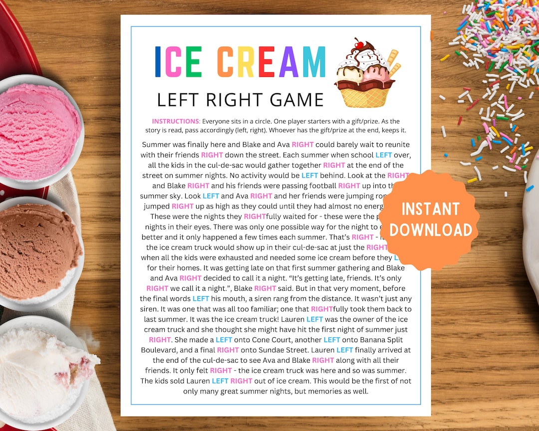 Ice Cream Left Right Game | Ice Cream Party Game | Ice Cream Game | Ice ...