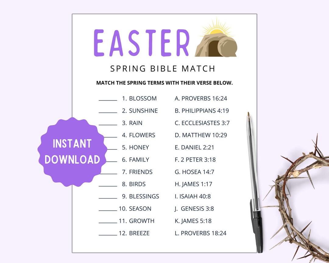 Easter Spring Bible Match | Easter Bible Games | Easter Games ...