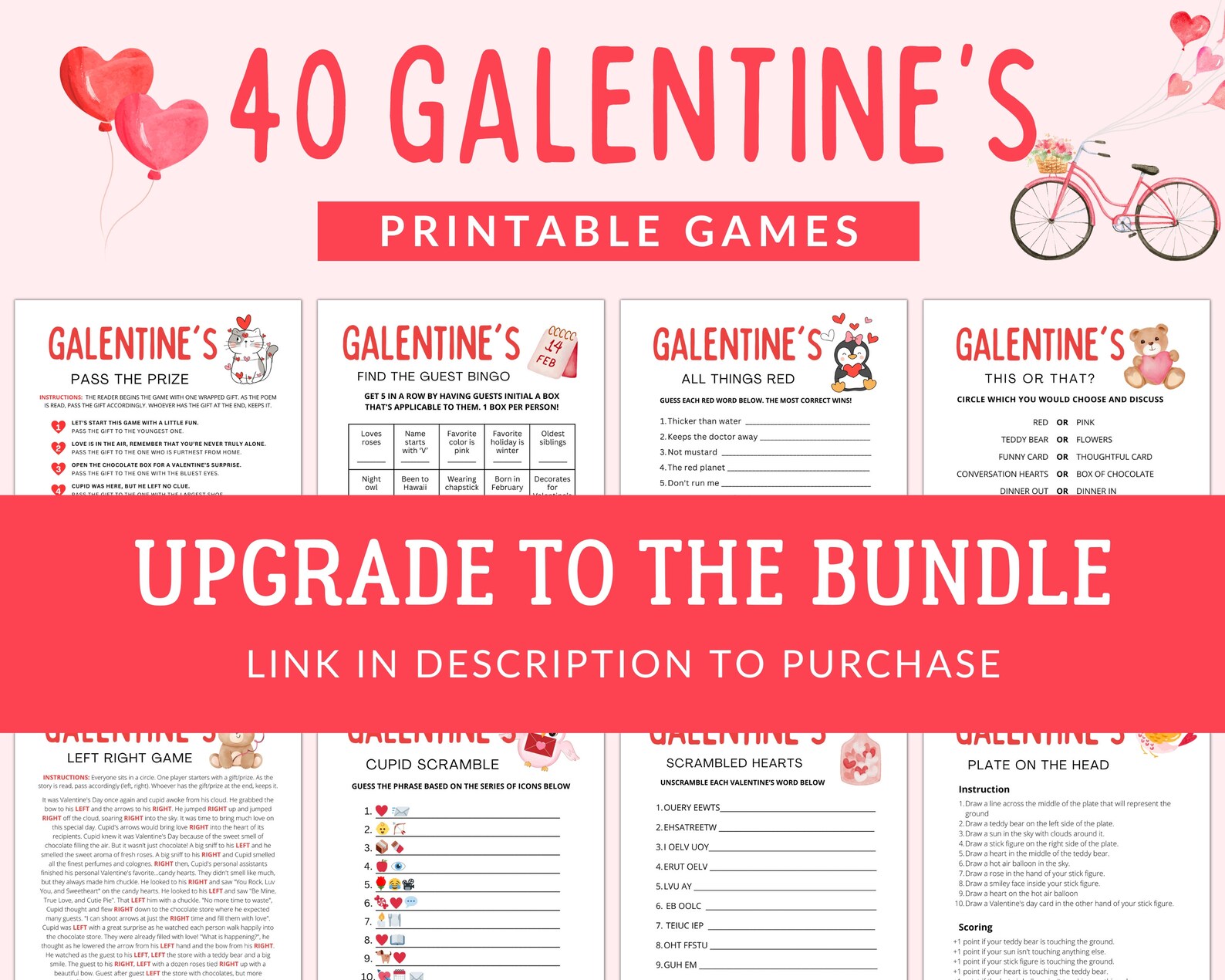 Valentine's Left Right Game | Printable Party Game (digital Download ...