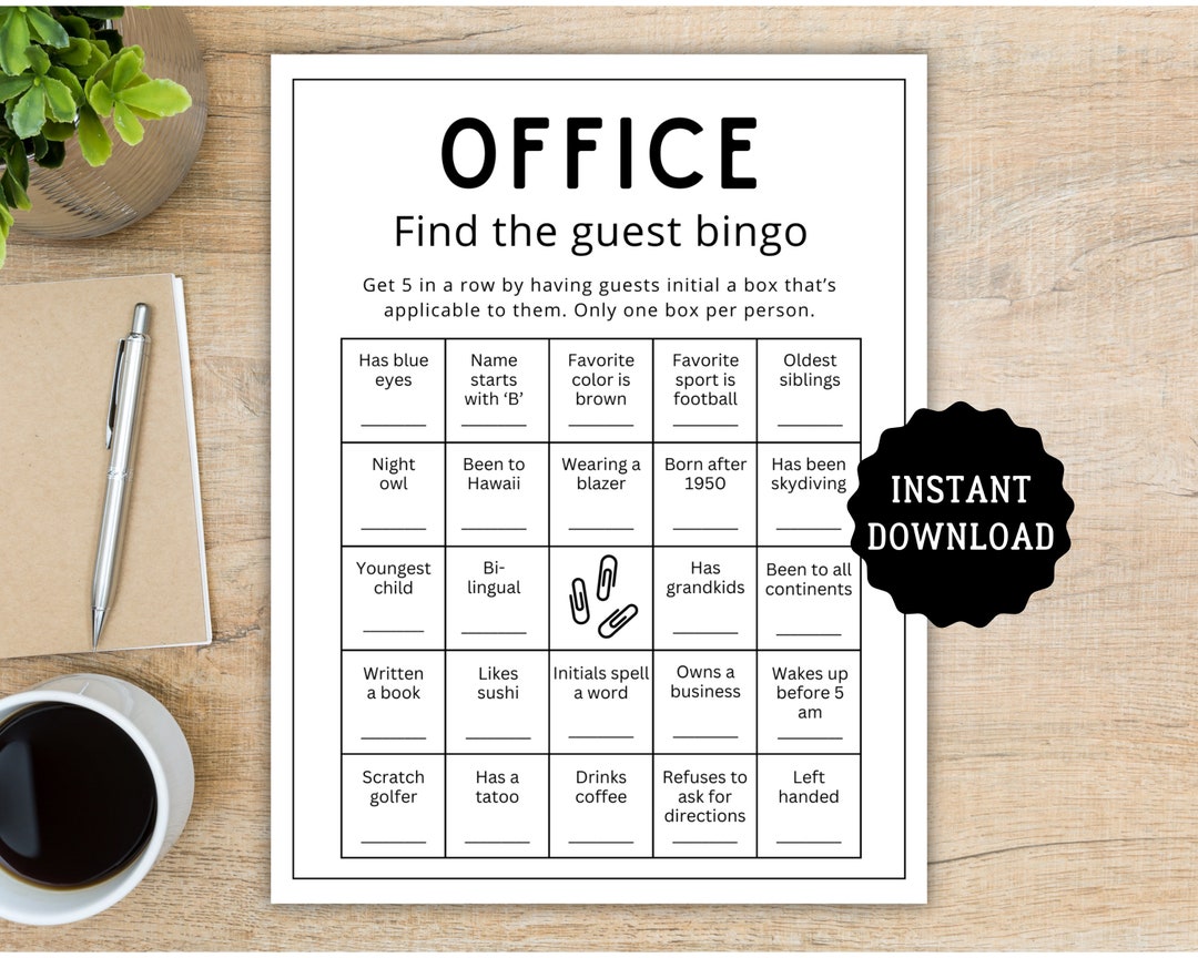 Find the Guest Bingo | Office Party Games | Work Games | Office Games ...