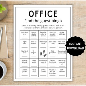 Find the Guest Bingo | Office Party Games | Work Games | Office Games ...
