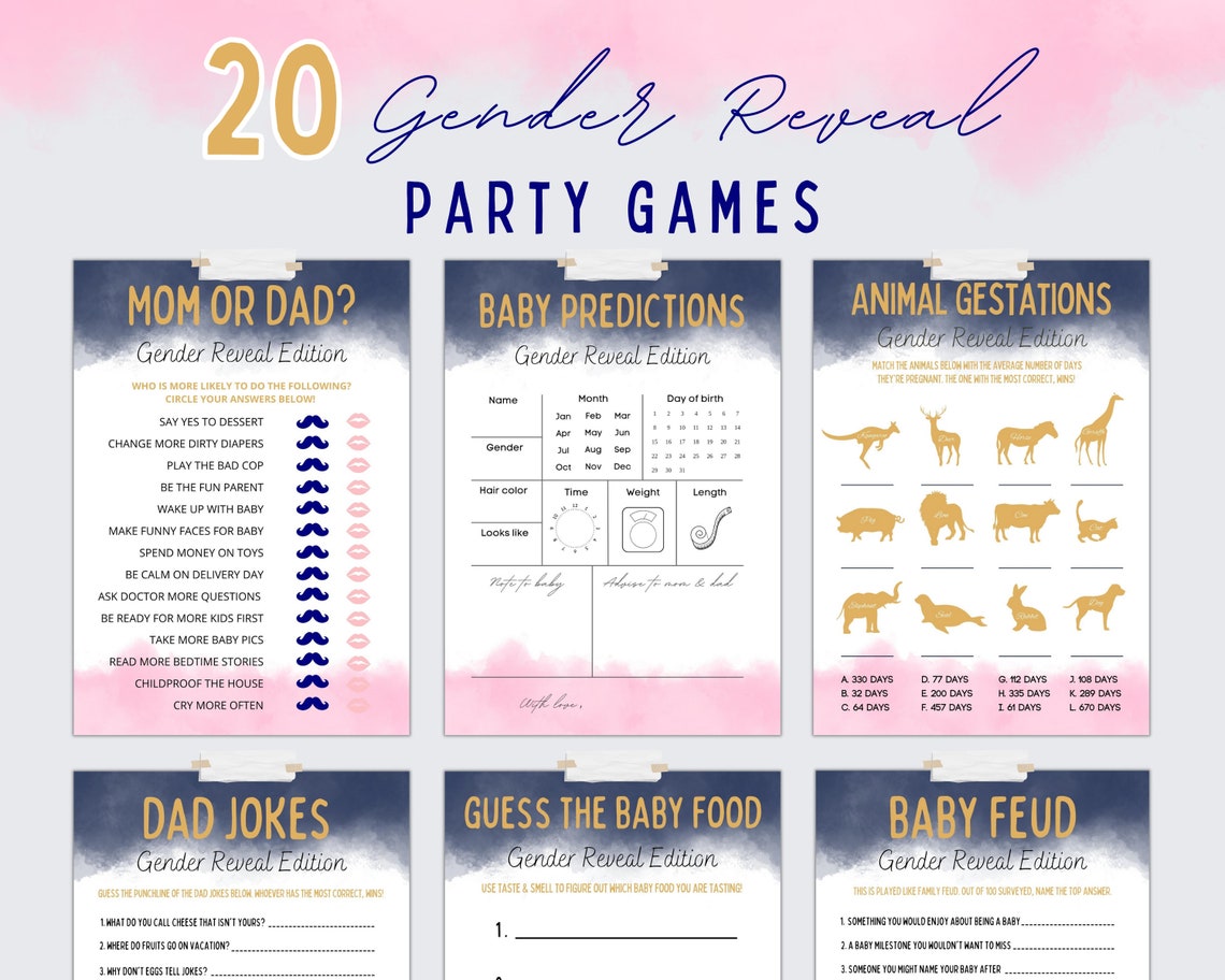 Gender Reveal Games Bundle Gender Reveal Games Gender - Etsy