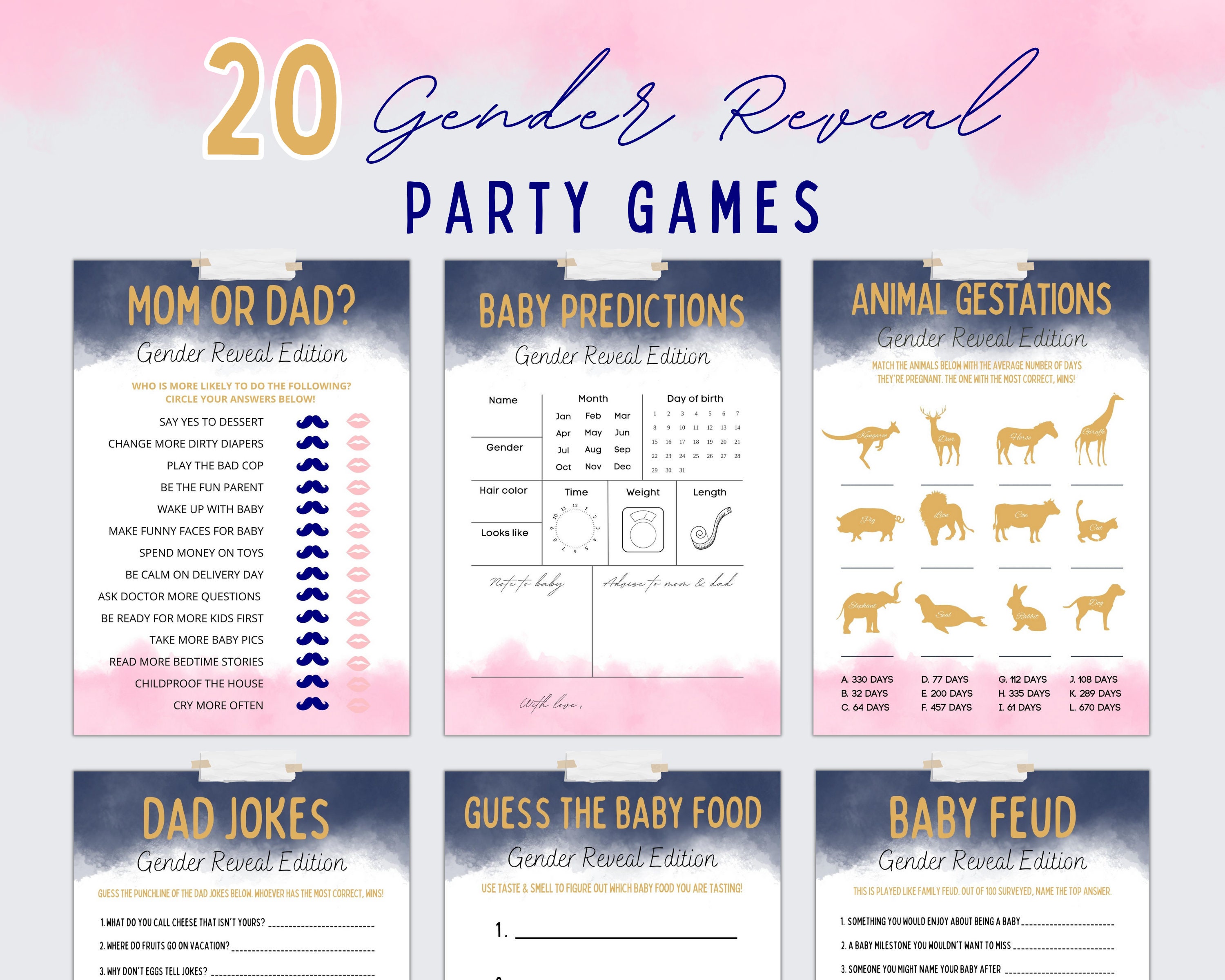 Gender Reveal Games Bundle Gender Reveal Games Gender - Etsy Canada