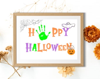 PRINTABLE Halloween Handprint Art, Boo Handprint Fall Art Craft ...