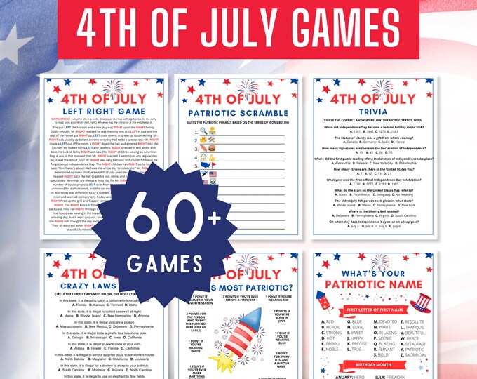 Printable 4th of July Games, July 4th Games, Independence Day Games ...