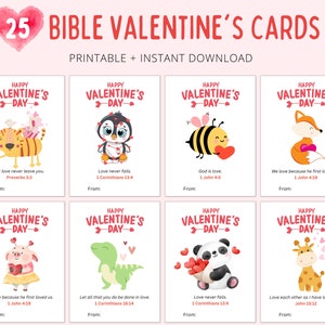 God's Love Bible Verse Note Cards Printable Scripture Valentines Cute ...