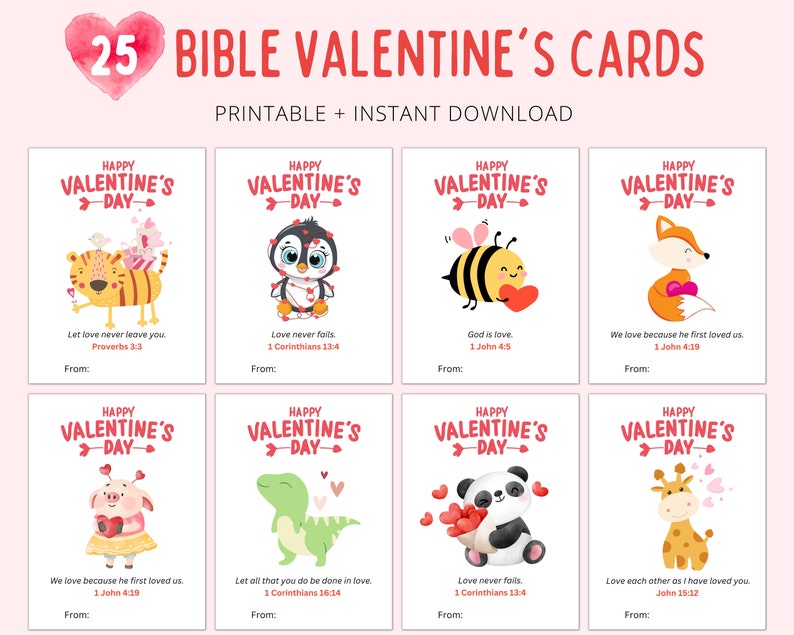 Bible Verse Valentine Cards Christian Valentine's for - Etsy
