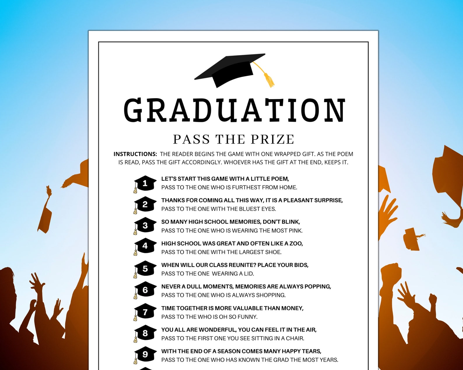 2025 Graduation Game | Graduation Pass the Prize | Graduation Games ...
