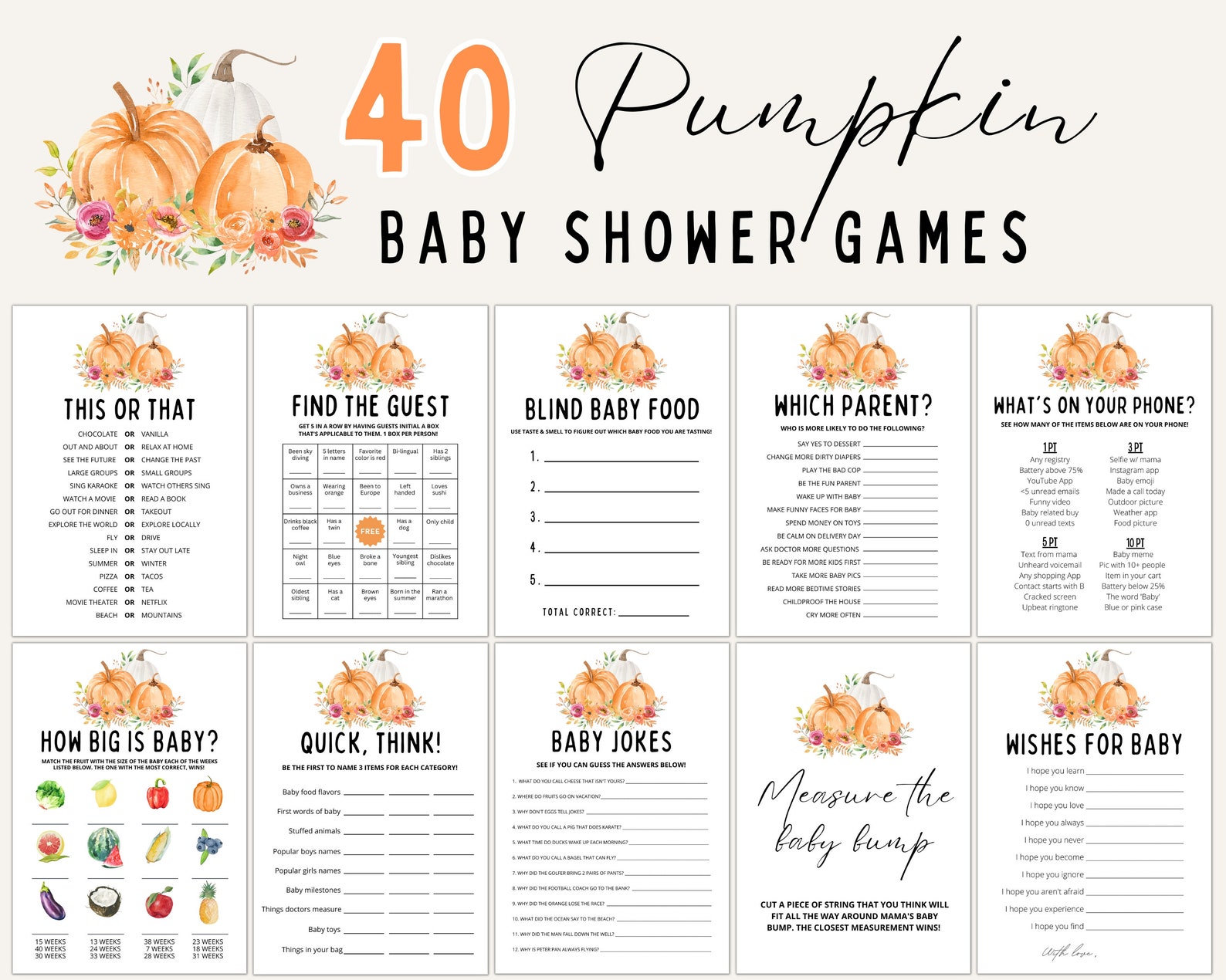 Pumpkin Baby Shower Games Fall Baby Shower Games Baby Shower Games ...
