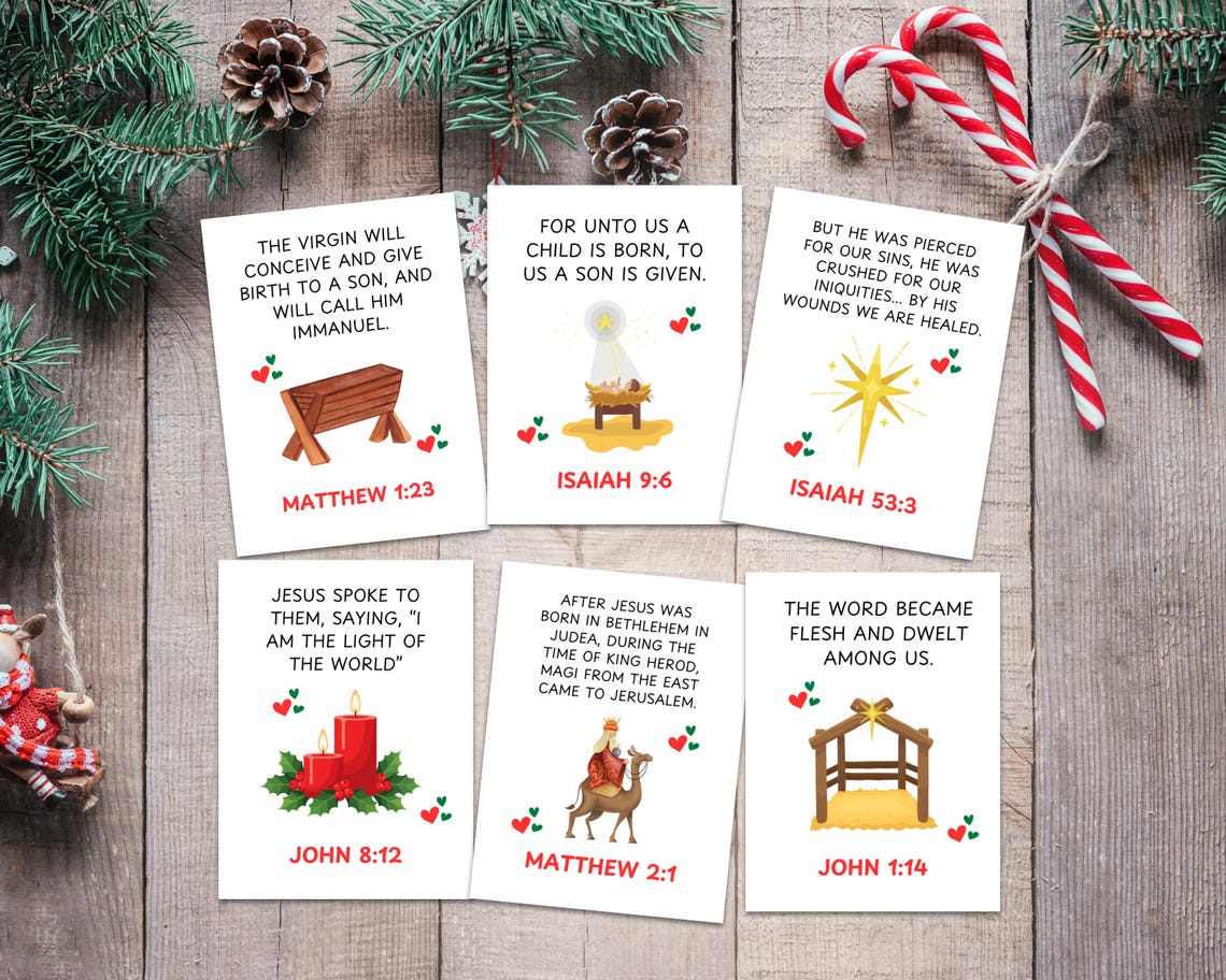 Christmas Bible Verse Cards: Christian Nativity Scripture Tracts ...