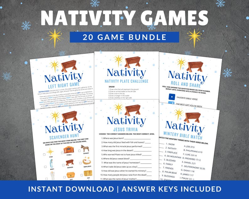 Nativity Christmas Game Bundle | Bible Trivia, Bingo (printable) - Etsy