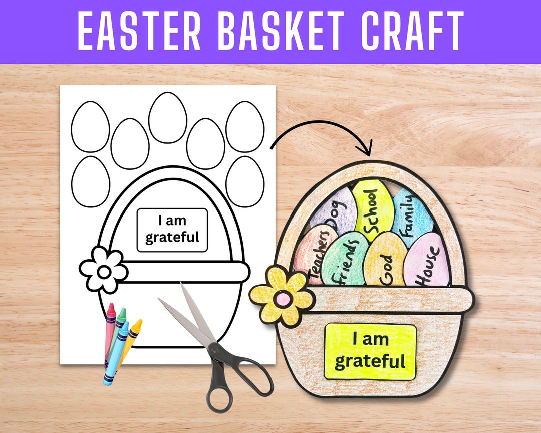 Easter Basket Craft | Easter Gratitude Activity | Printable Easter ...