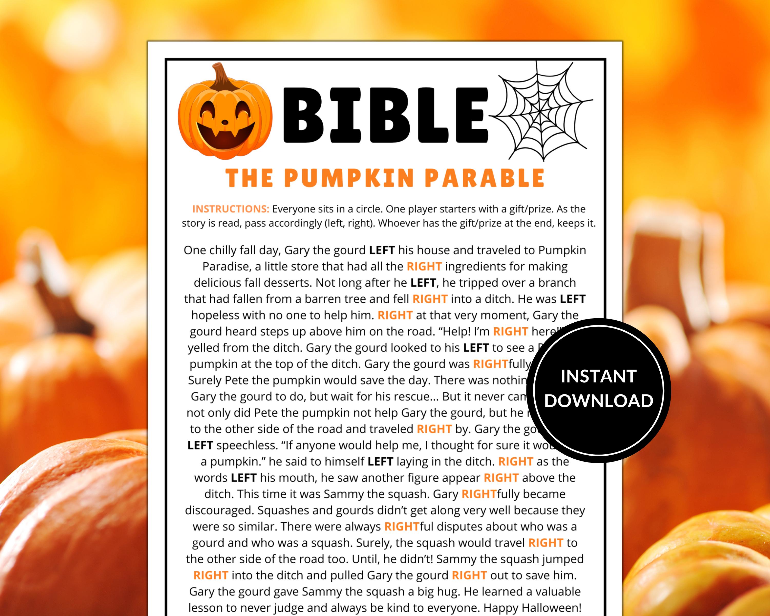 The Pumpkin Parable Game: Christian Halloween Left Right Game (digital ...