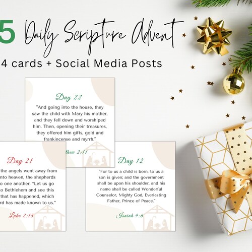 Christmas Advent Bible Verse Cards Printable Christmas - Etsy