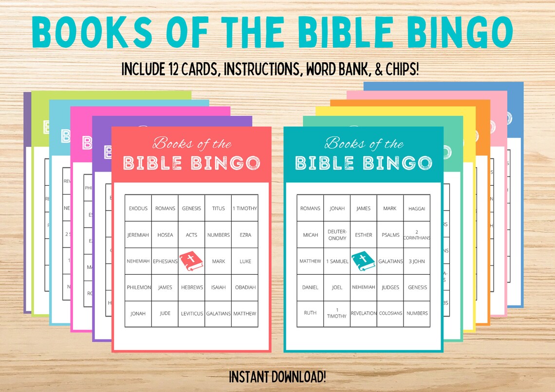 Bible Bingo Books of the Bible Game Bible Memory - Etsy